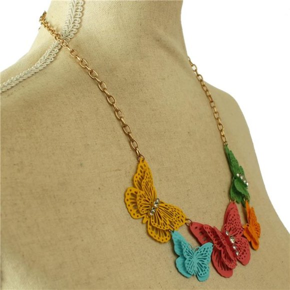 Crystal Ave. | Jewelry | Nwt Multicolored Butterfly Necklace | Poshmark